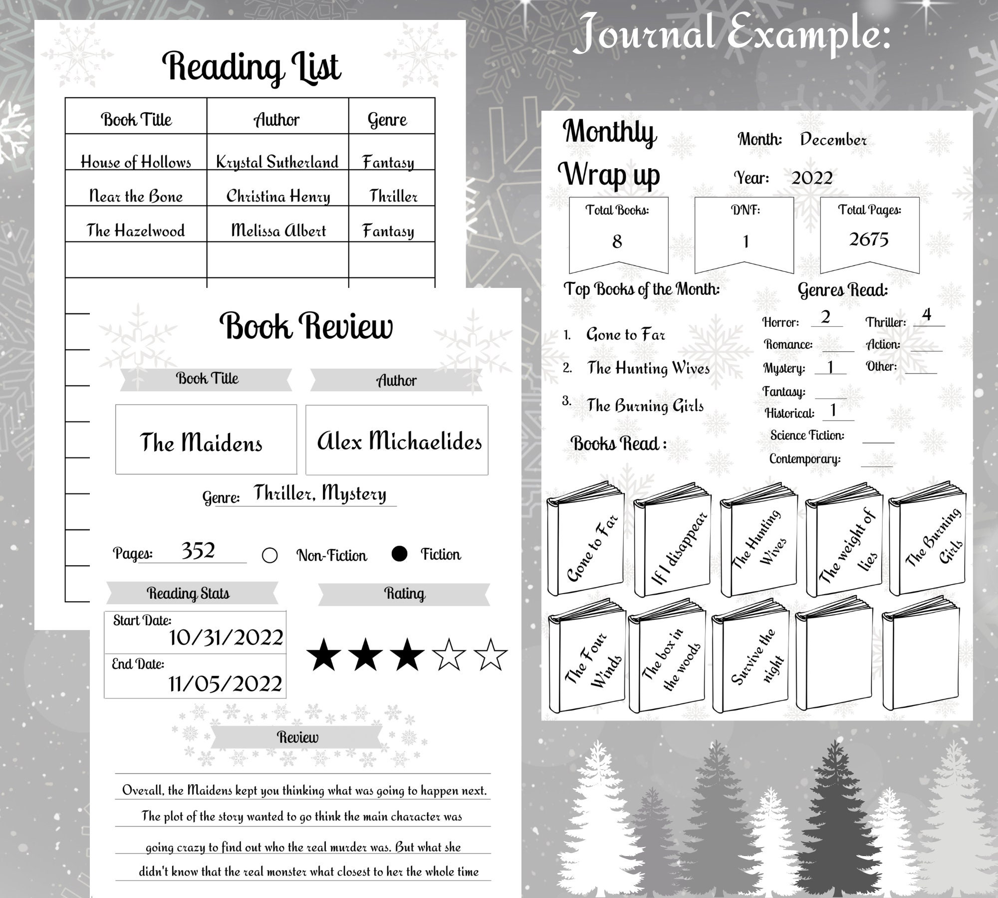 Digital Download, Digital Reading Journal, Printable Journal, Reading ...