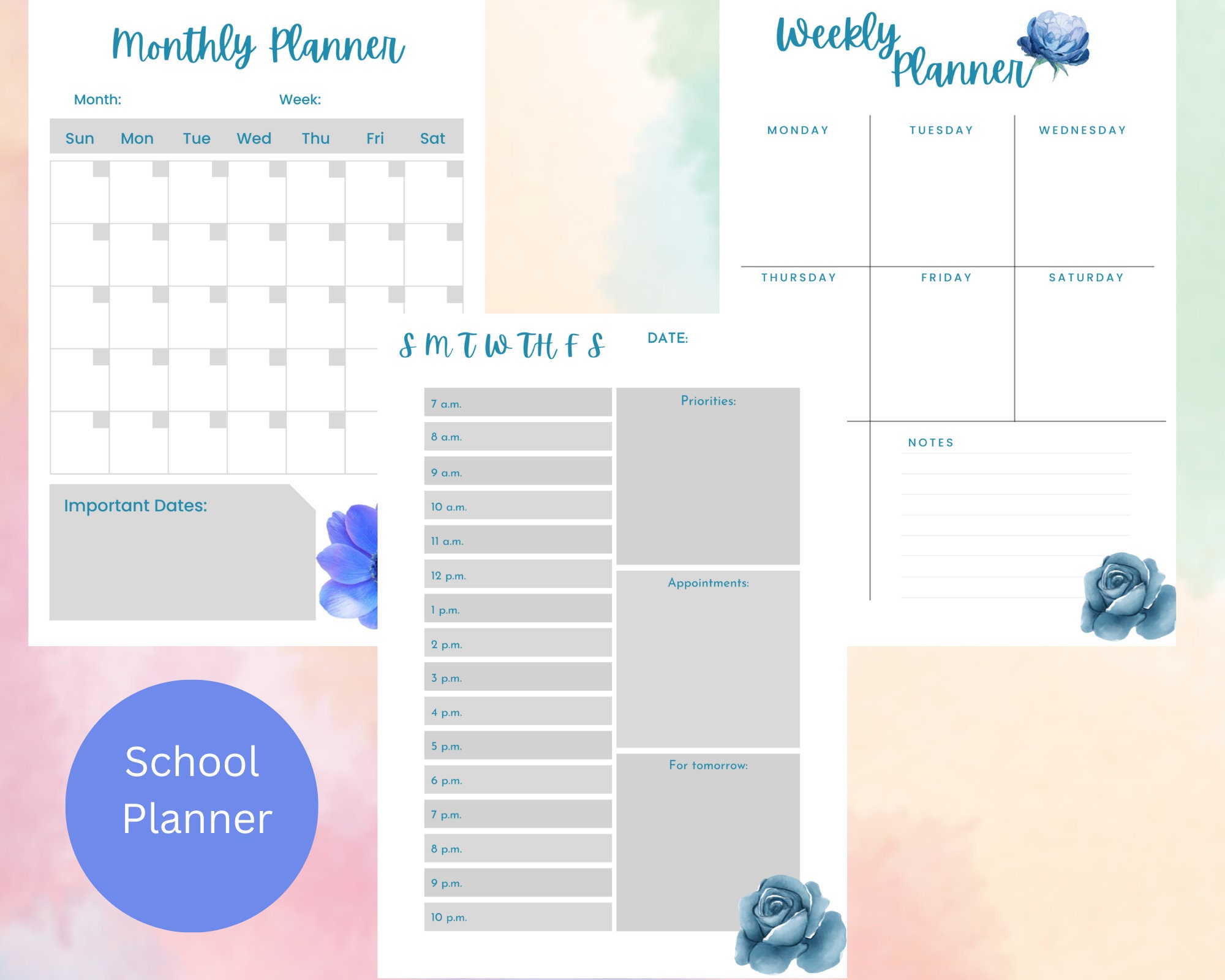 Digital School Planner, Digital Download, College Planner, High School ...