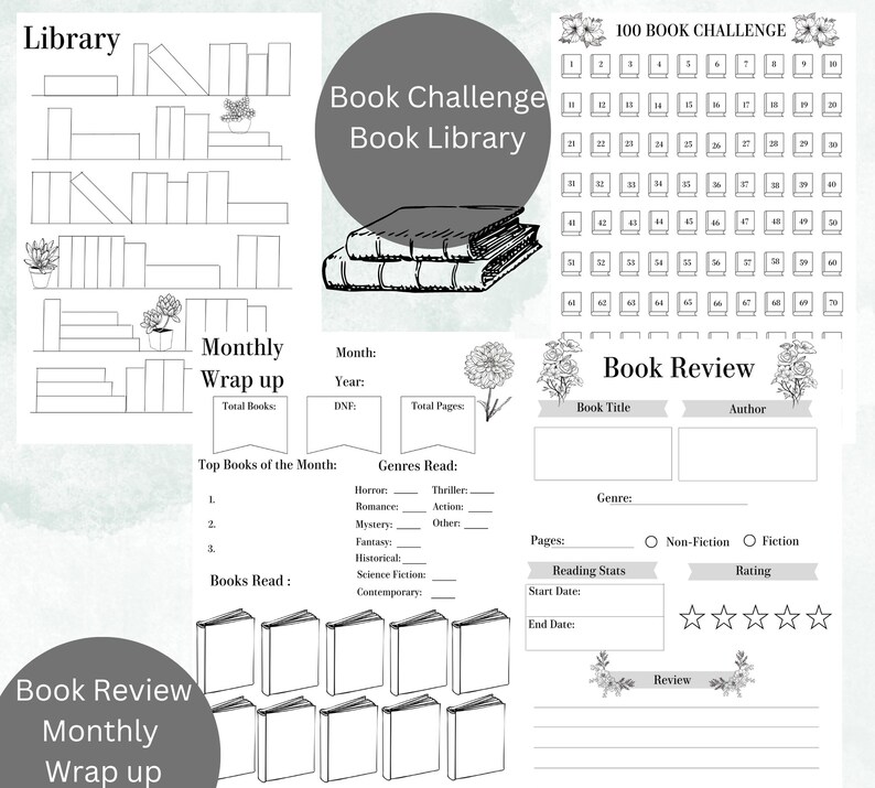 Digital Download, Digital Reading Journal, Printable Journal, Reading ...