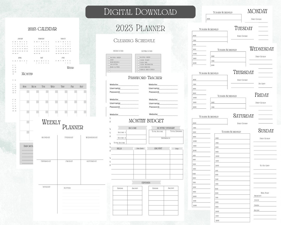 Digital Download, Digital Planner, Daily Schedule, Cleaning Schedule ...