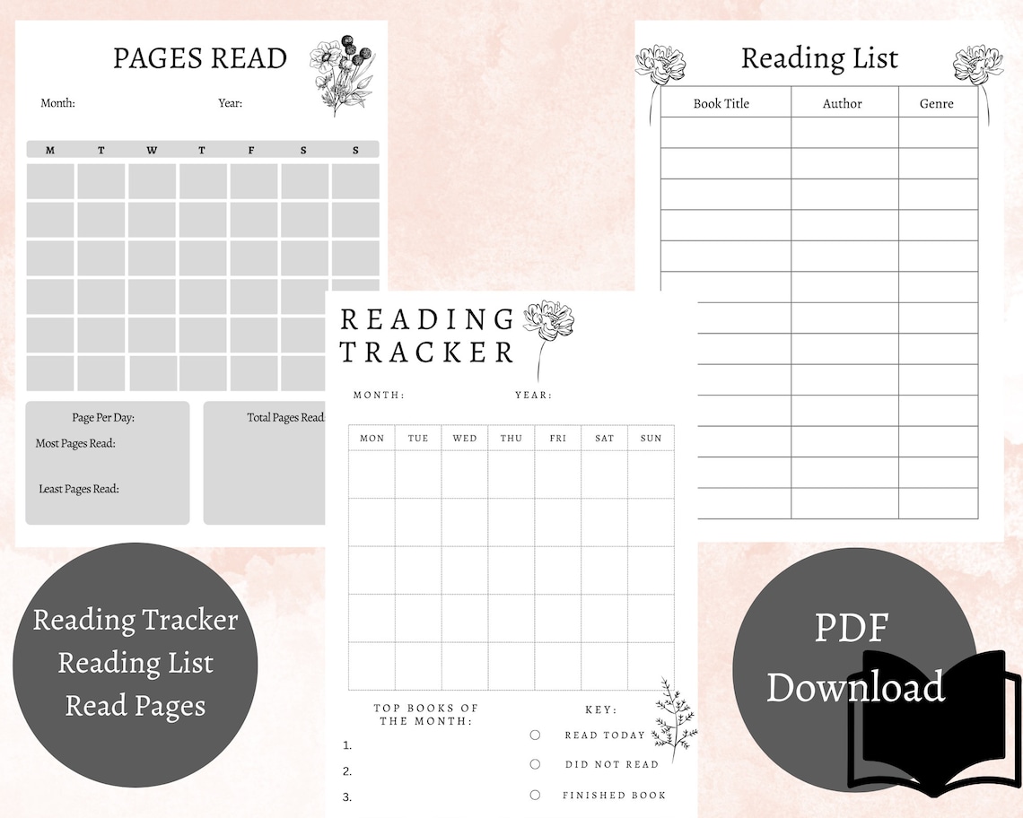 Digital Download, Digital Reading Journal, Printable Journal, Reading ...