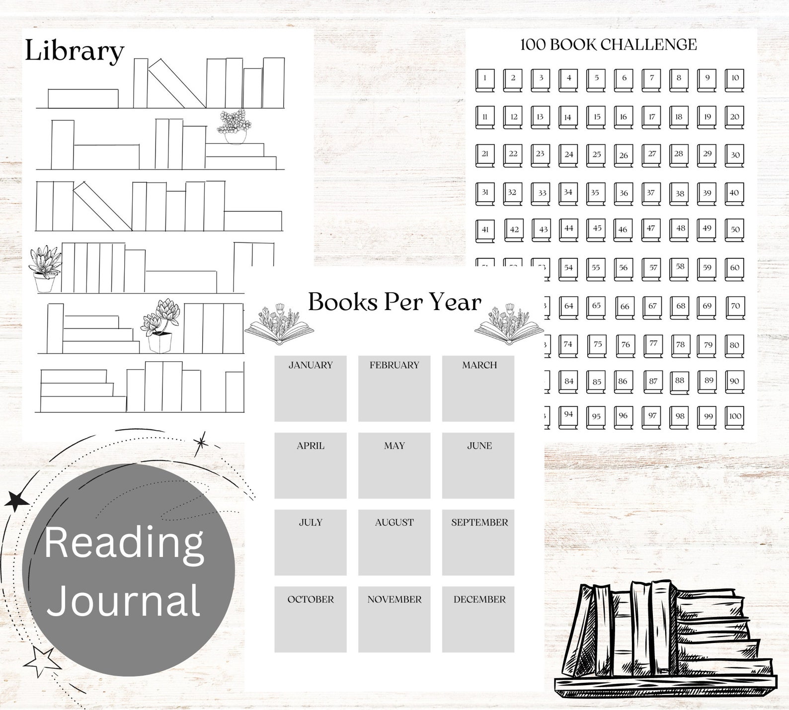 Digital Download, Digital Reading Journal, Reading Journal, Printable ...