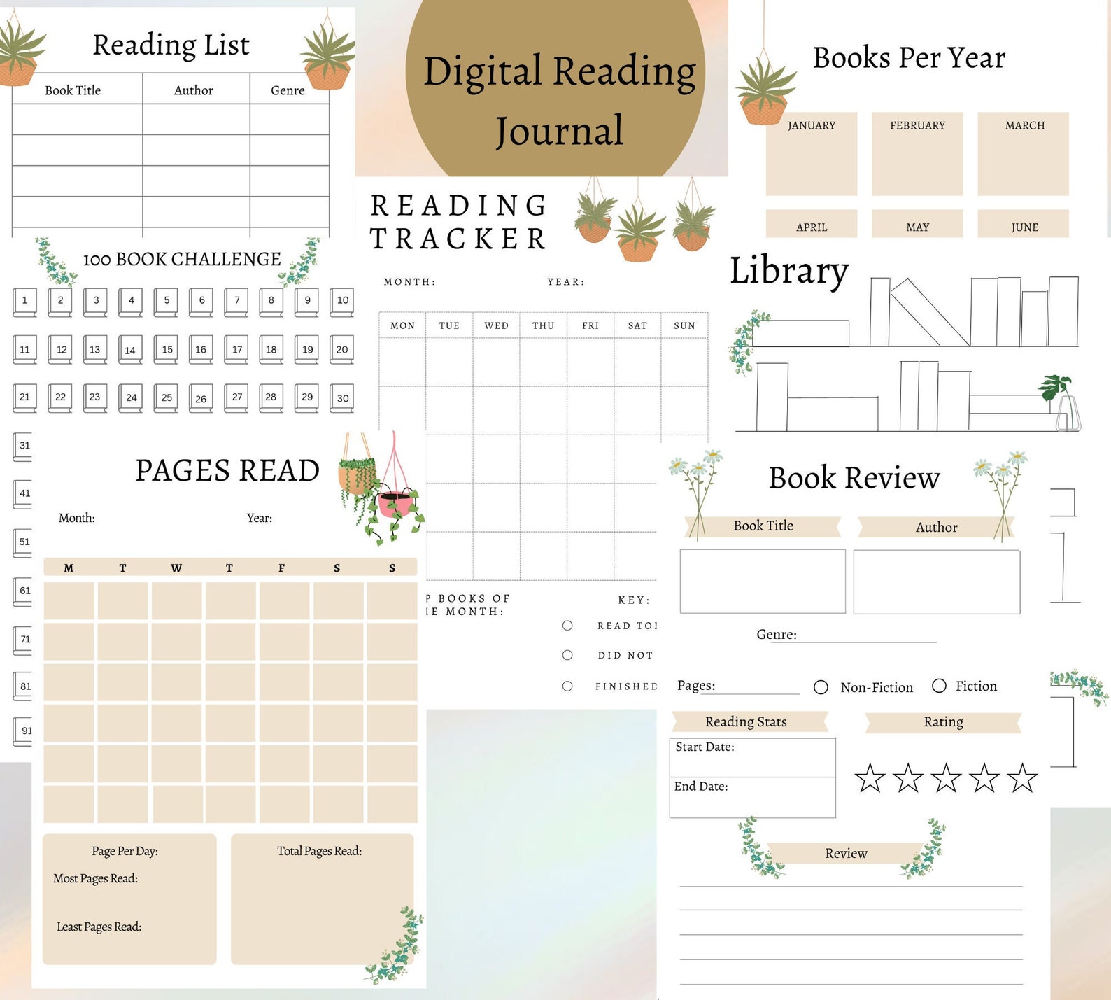 Digital Download, Digital Reading Journal, Printable Journal, Reading ...