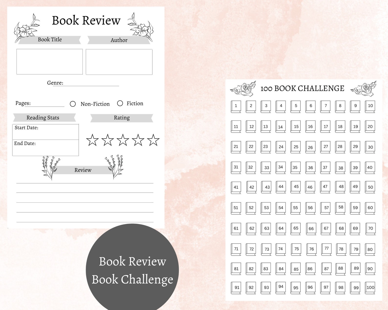 Digital Download, Digital Reading Journal, Printable Journal, Reading ...