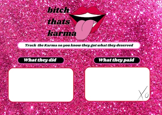 Karma Tracking Sheet Therapy From the Haters - Etsy