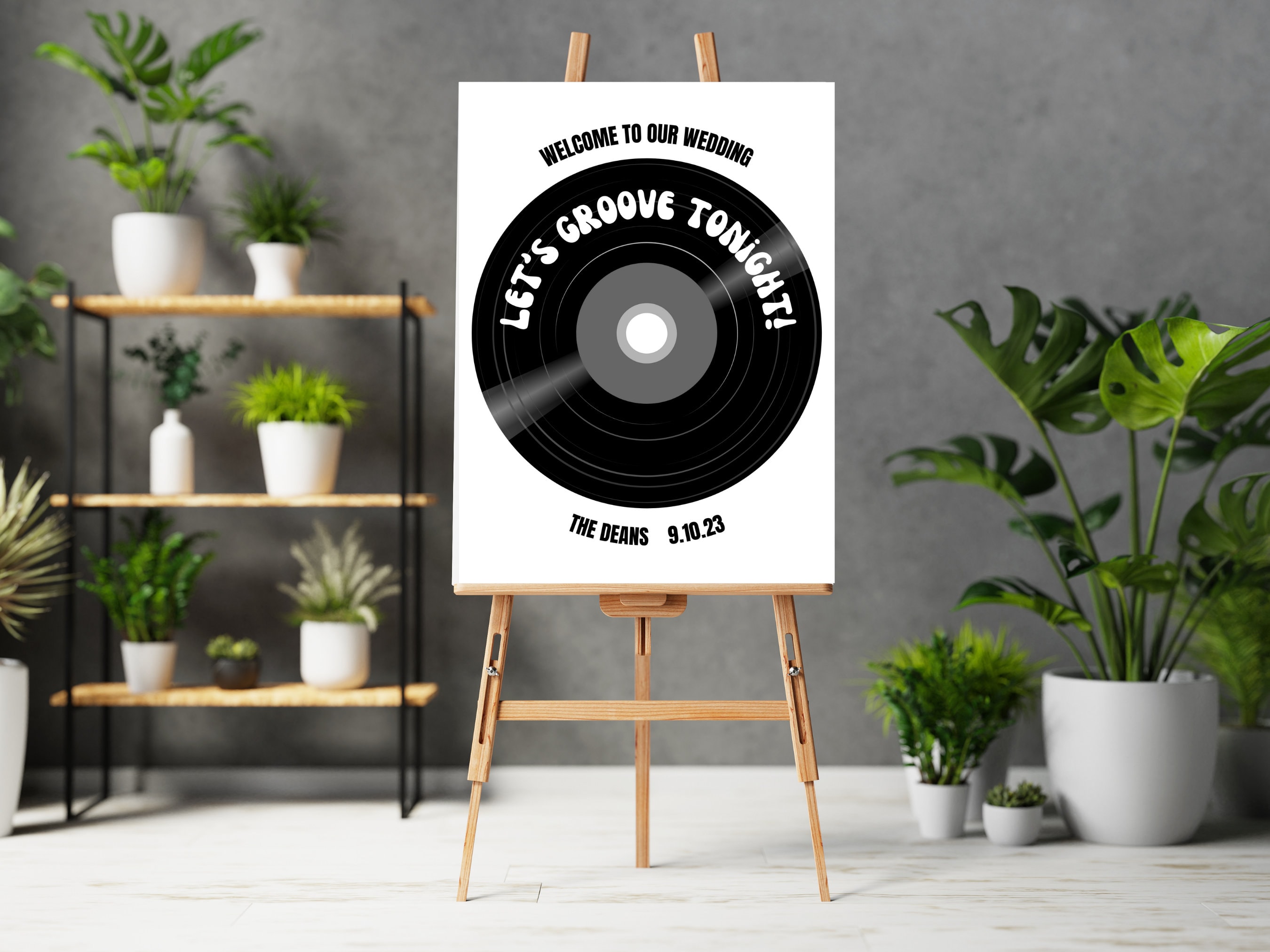 Retro Wedding Welcome Sign | Let's Groove Tonight | 70's Wedding ...