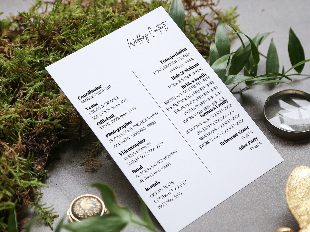 Minimalist Wedding Contact Template | Wedding Planner | Modern Wedding ...