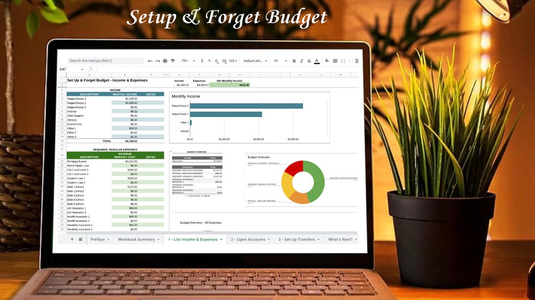 Budget Spreadsheet - Set up & Forget Budget Workbook for Google Sheets ...