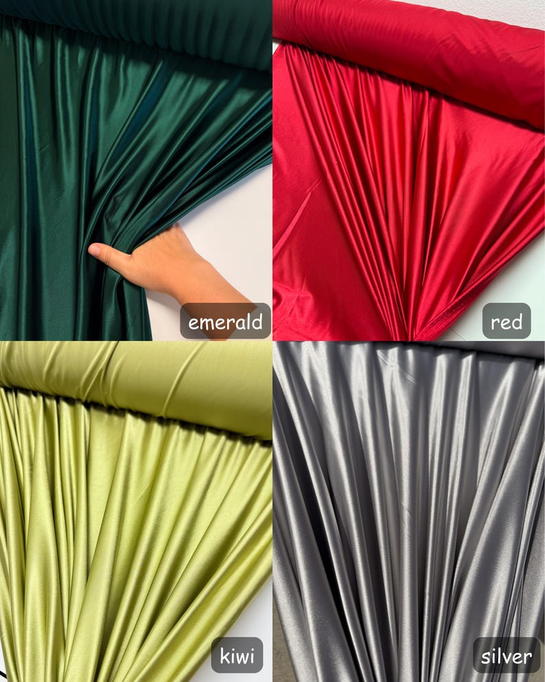Black Stretch Satin Spandex Fabric by Yard, Material for Dress ...