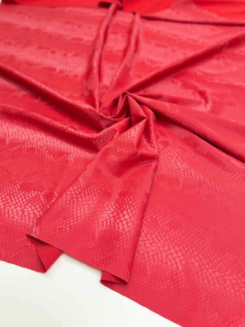 Red Snake Embossed Faux Leather Fabric, Stretch Snake Skin by the Yard ...