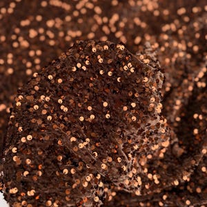 Brown Sequins on Stretch Brown Velvet Fabric, Luxury Brown Sequined ...