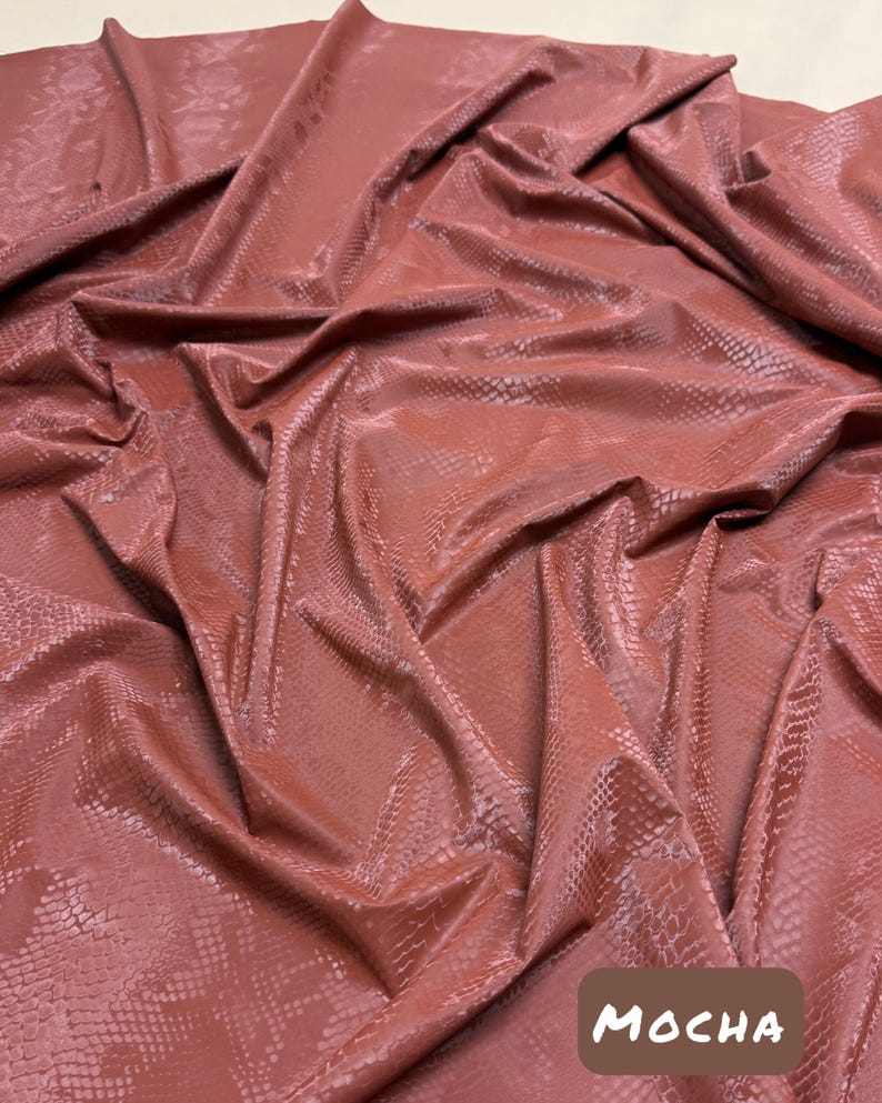 Red Snake Embossed Faux Leather Fabric, Stretch Snake Skin by the Yard ...