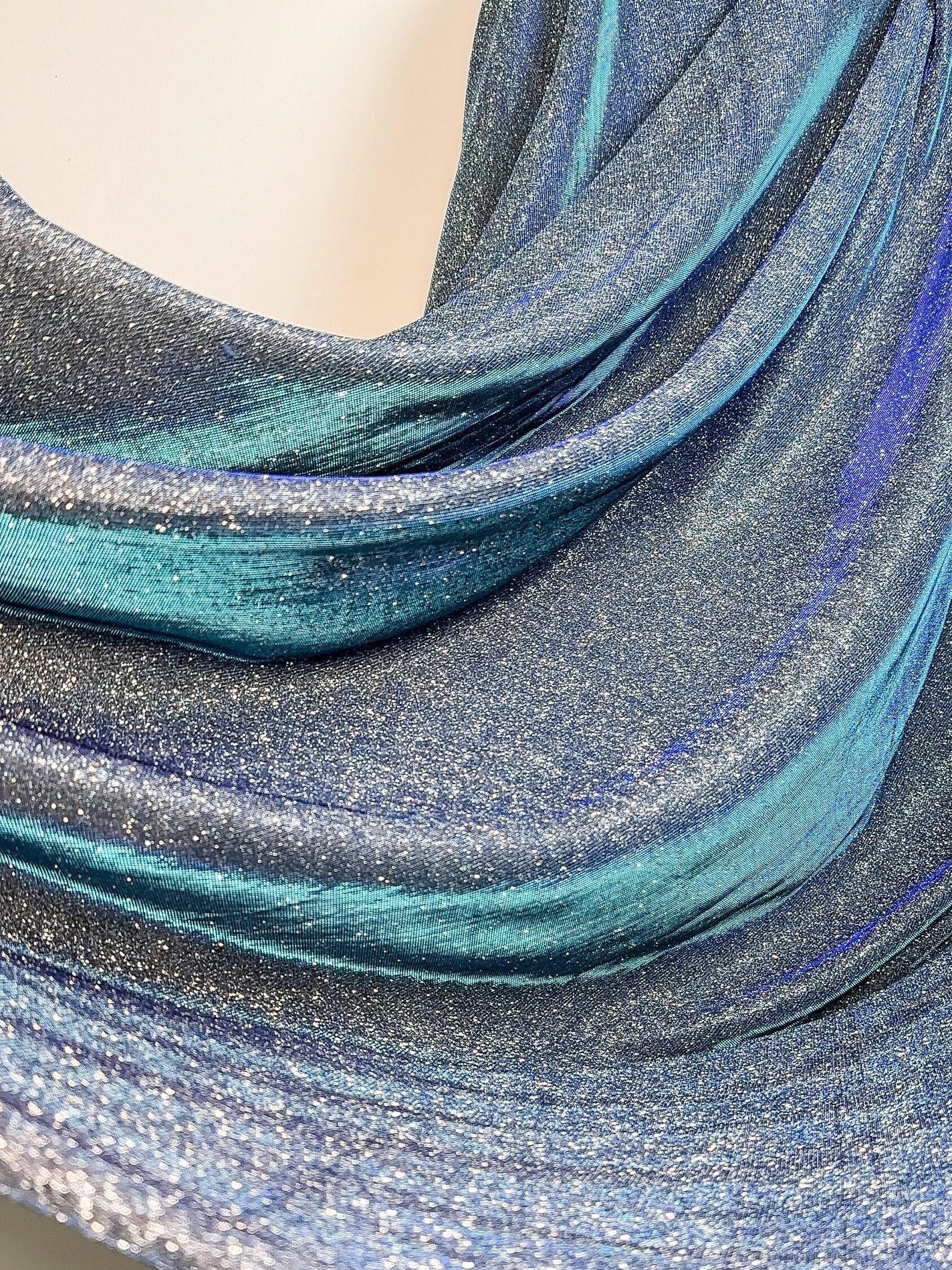 Slate Blue Foam Lurex Glitter Fabric by Yard, Fade Blue Sparkling Lurex ...