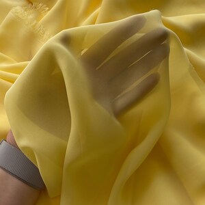 Yellow Chiffon Fabric by the Yard, Yellow Bridal Fabric Sheer Chiffon ...