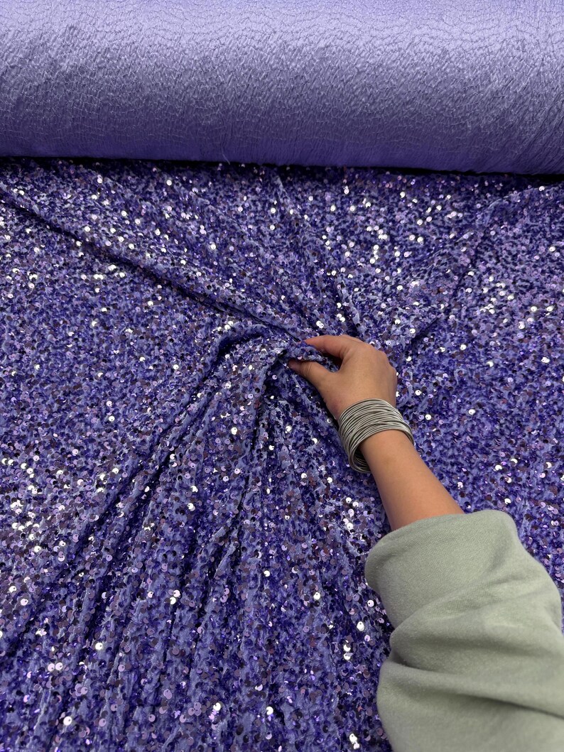 Lilac Sequin Velvet Fabric, Purple 4-way Stretch Material, 58" Wide - Etsy