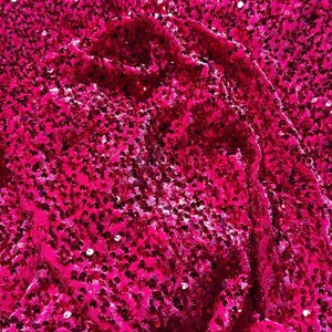 Fuchsia Sequin on Velvet Fabric by Yard, Luxurious Stretch Velvet With ...