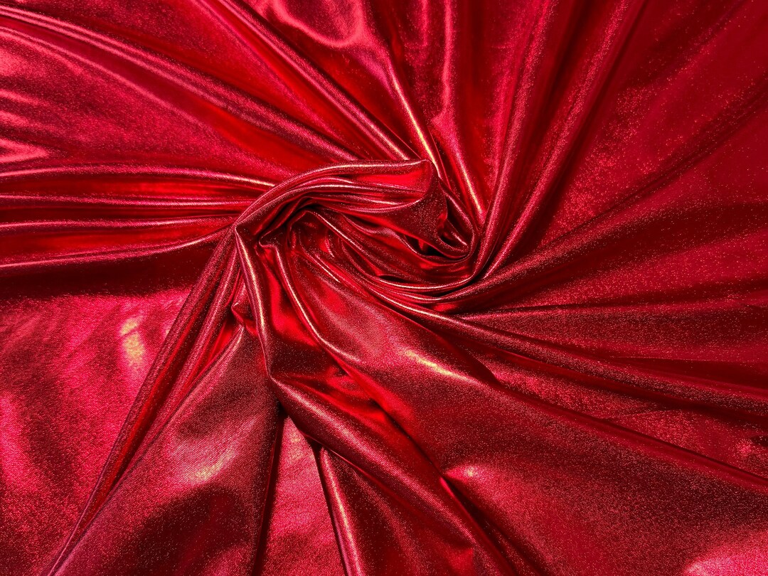 Metallic Stretch Red Lame Foil Spandex Fabric by Yard Shiny Red Foil on ...