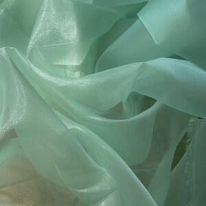 Mint Crystal Organza Fabric by the Yard, Green Organza, Light Green ...