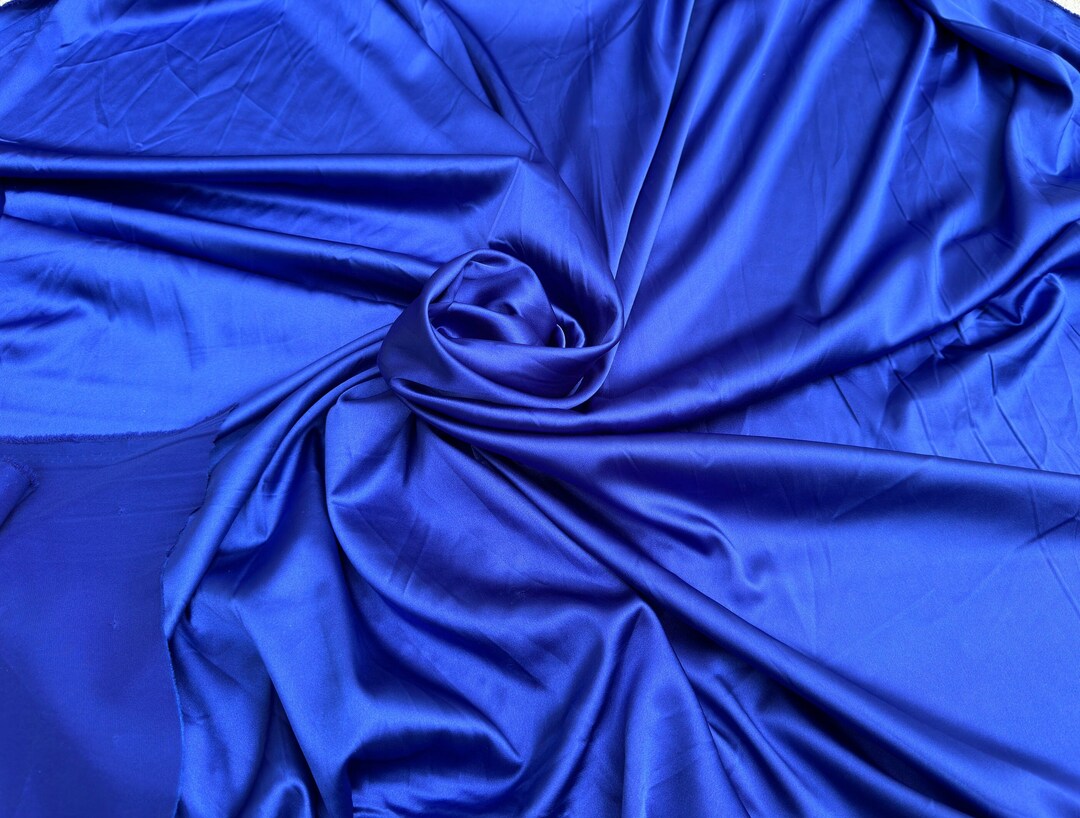 Royal Blue Luxury Silky Satin Fabric by Yard, Spandex Deep Blue Bridal ...