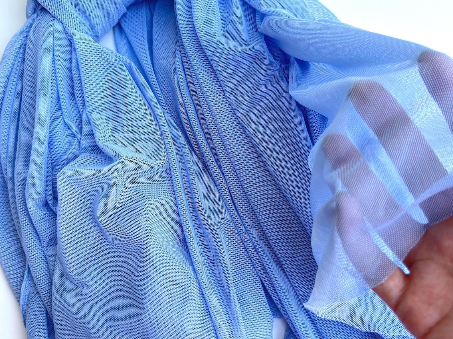 Sky Blue 4-way Stretch Power Mesh Fabric by Yard, Soft Sheer, and ...