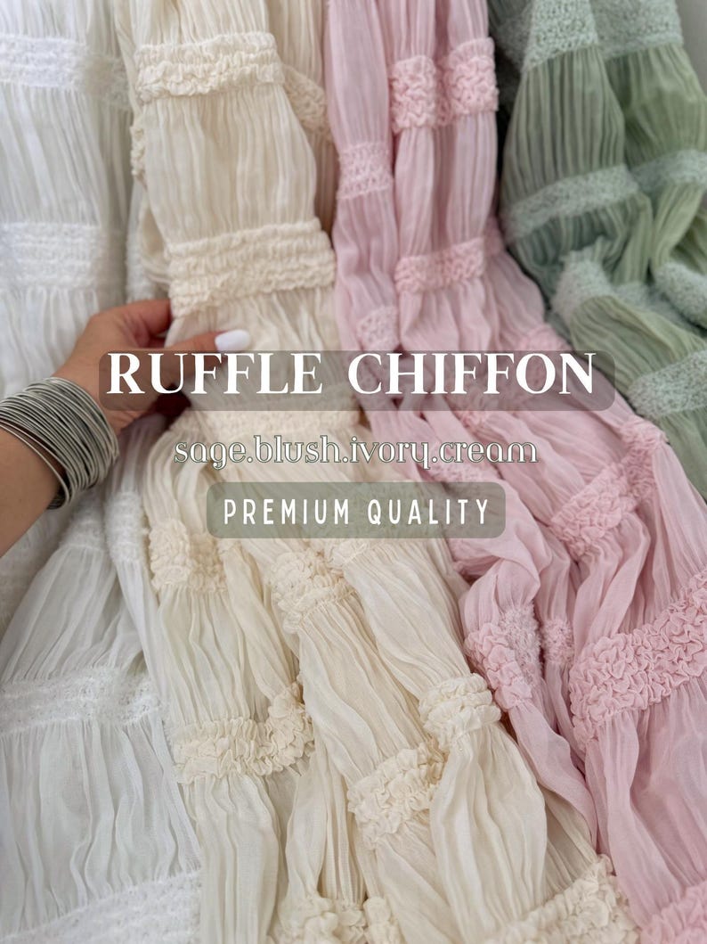Shirred Ruffle Chiffon Fabric, Pleated Boho Bridal Event Drapery ...