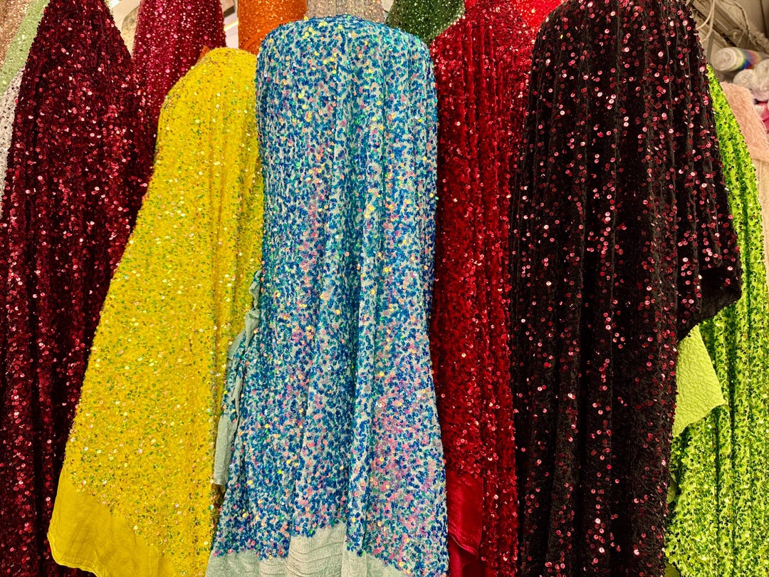 Stretch Sequin Velvet Fabric, Iridescent Holographic Sparkle, Sold by ...