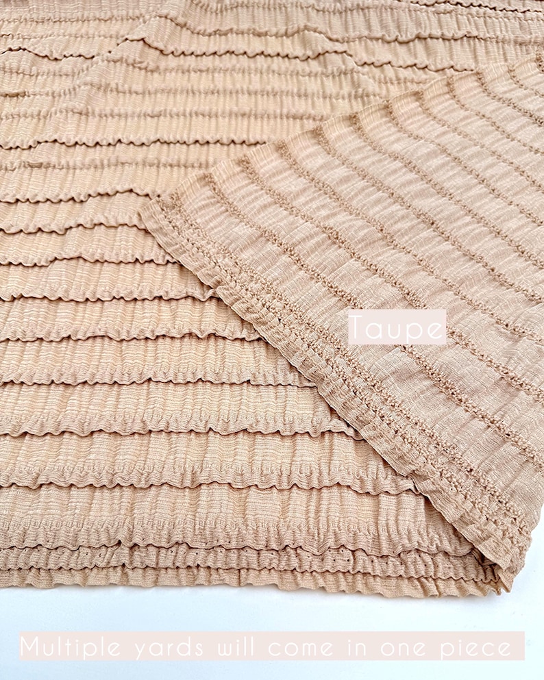 Smocked Ruffle Knit Fabric by Yard, 4-way Stretch Shirred Poly Spandex ...