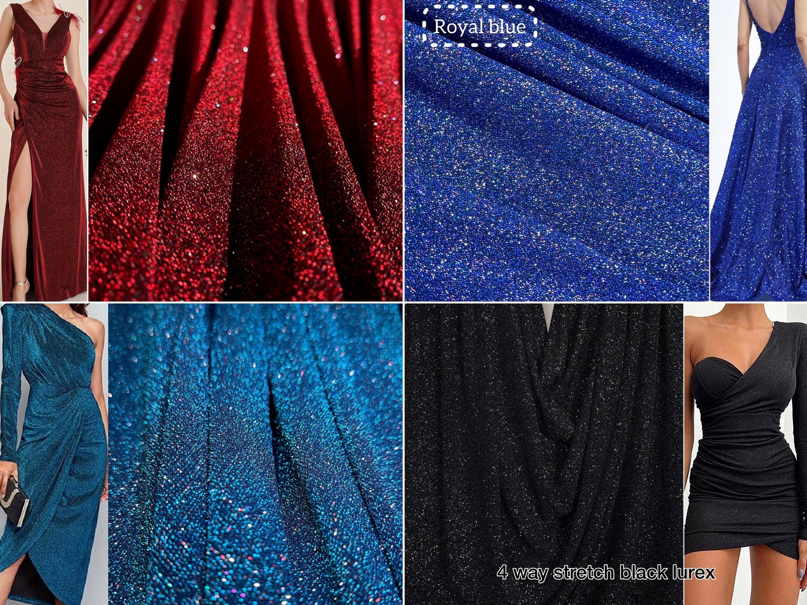 4 Way Stretch Multi Colored Glitter Spandex for Dressmaking Sparkly ...