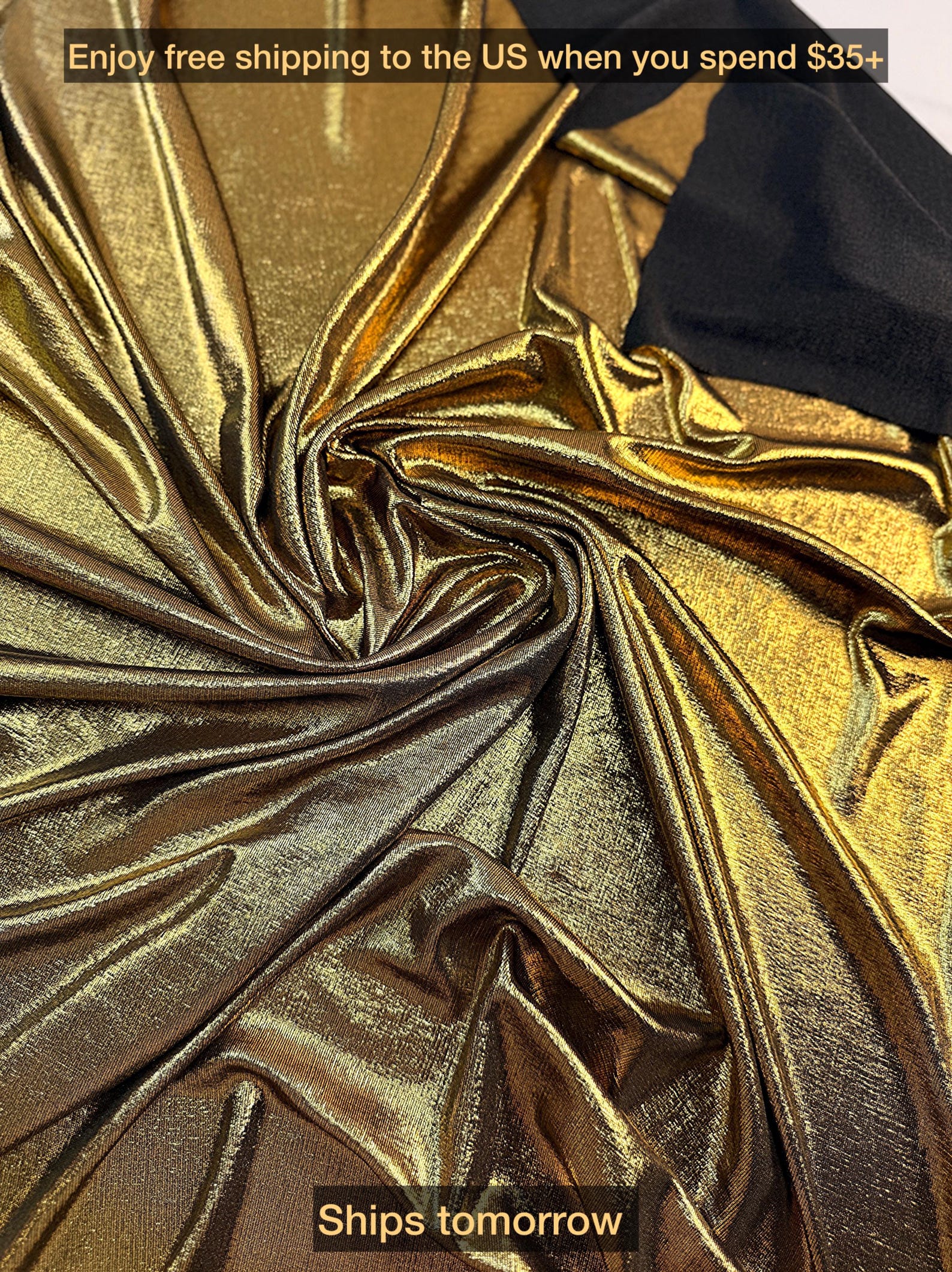 4 Way Stretch Gold Slinky Metallic Fabric by Yard Shimmer Luxury Slinky ...