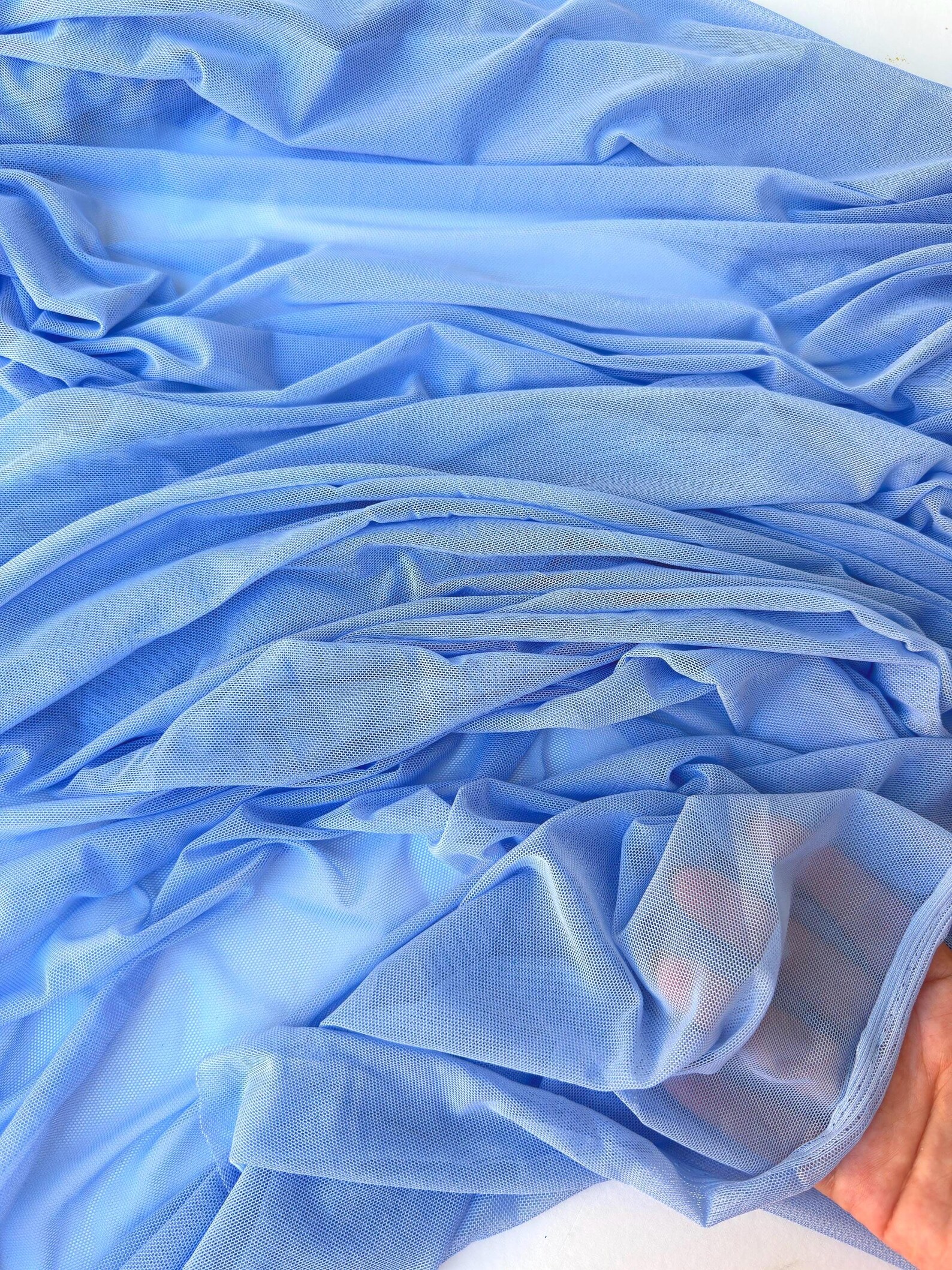 Sky Blue 4-way Stretch Power Mesh Fabric by Yard, Soft Sheer, and ...