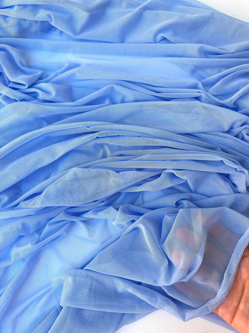 Sky Blue 4-way Stretch Power Mesh Fabric by Yard, Soft Sheer, and ...