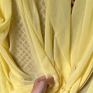 Yellow Chiffon Fabric by the Yard, Yellow Bridal Fabric Sheer Chiffon ...
