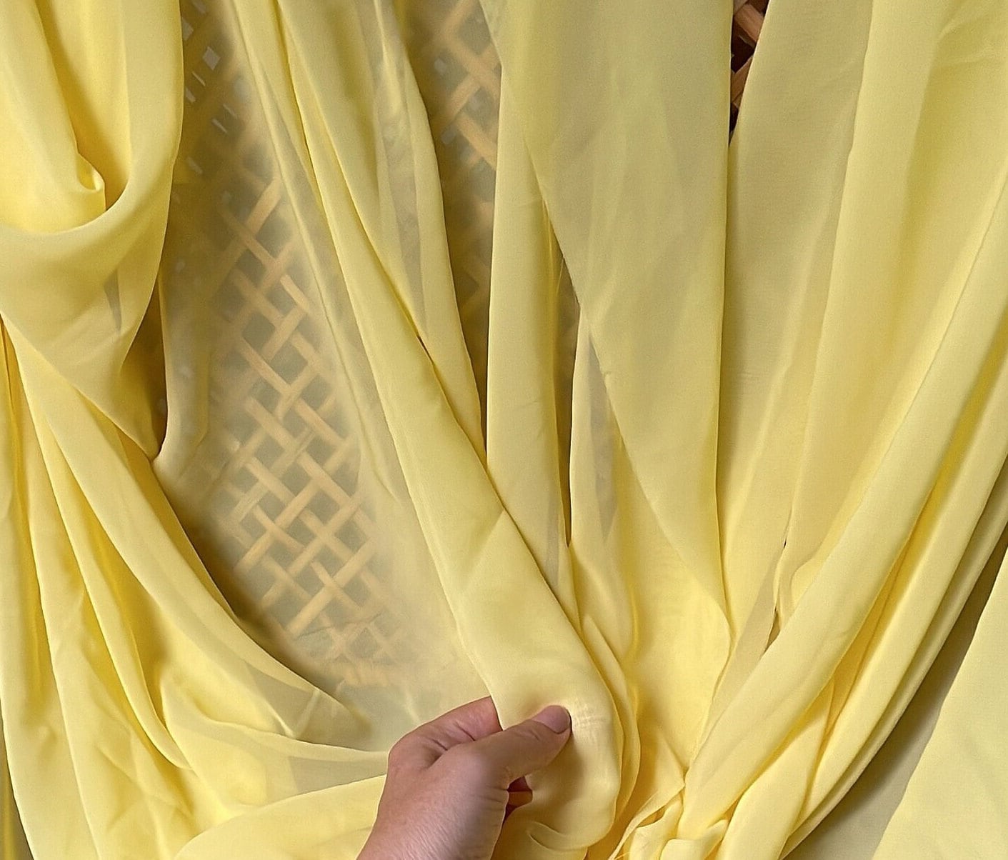 Yellow Chiffon Fabric by the Yard, Yellow Bridal Fabric Sheer Chiffon ...
