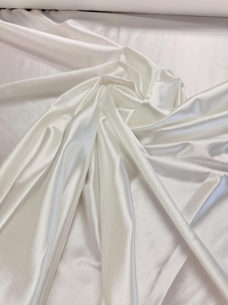 Ivory Bridal Satin Spandex Fabric by Yard Casino Super Stretch Satin ...
