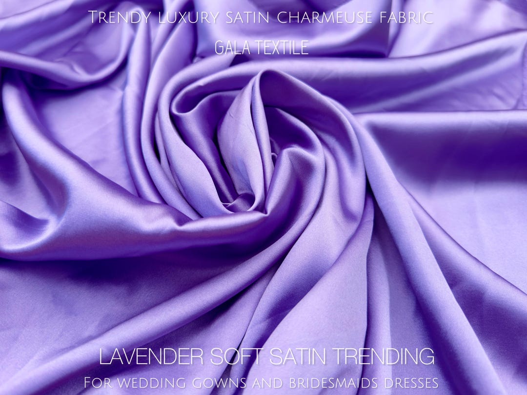 Lavender Silky Stretch Charmeuse Satin Fabric by Yard, Purple Bridal ...