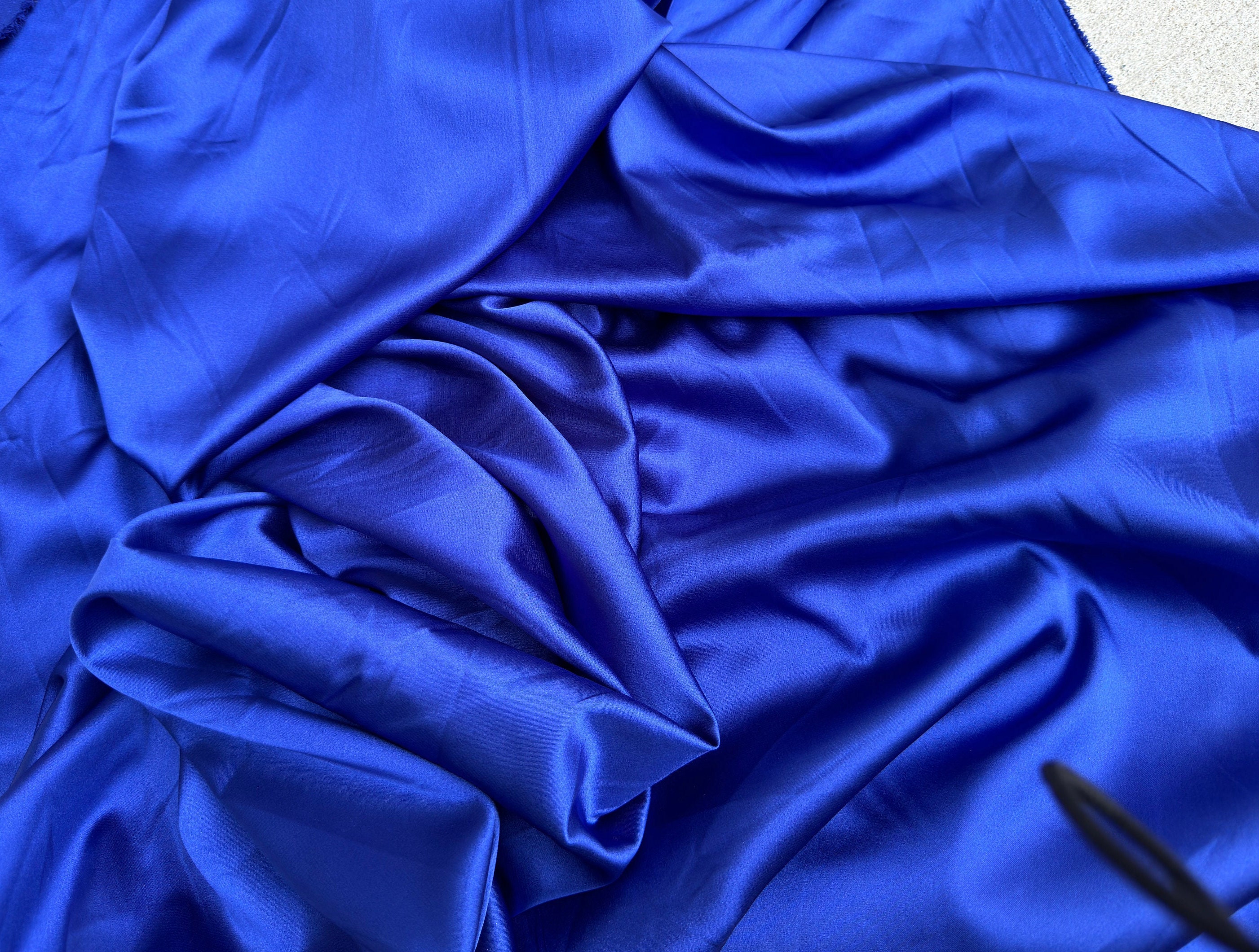 Royal Blue Luxury Silky Satin Fabric by Yard, Spandex Deep Blue Bridal ...