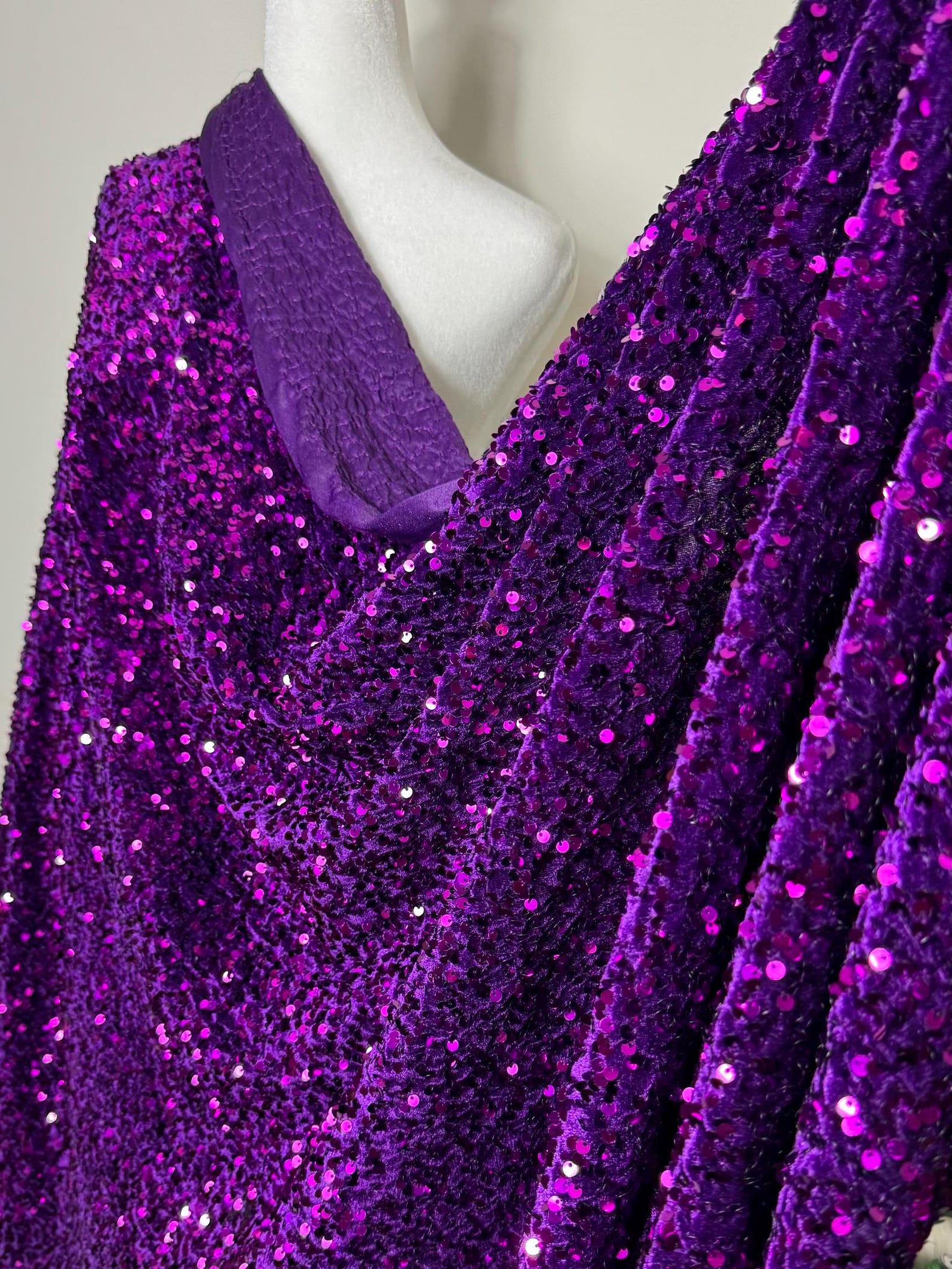 Purple Sequin Stretch Velvet Fabric by Yard, Sparkly Violet Sequined ...