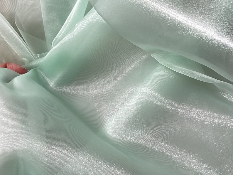 Mint Crystal Organza Fabric by the Yard, Green Organza, Light Green ...