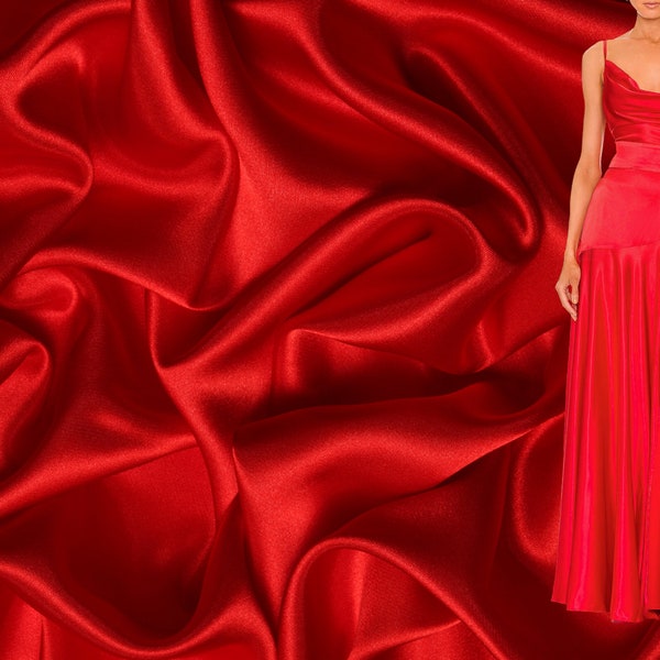 Red Satin Fabric - Etsy