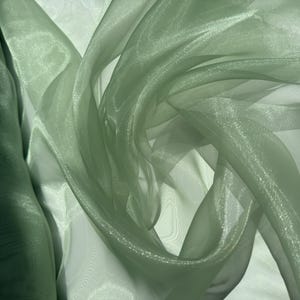 Sage Crystal Organza Fabric by the Yard, Shinny Green Organza Material ...
