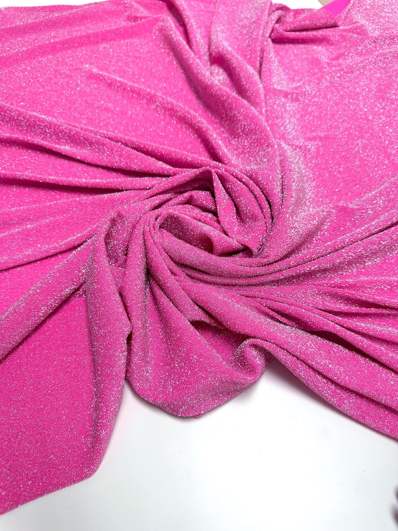 Candy Pink Lurex Spandex Fabric by Yard, Shimmer 4 Way Stretch Fabric ...