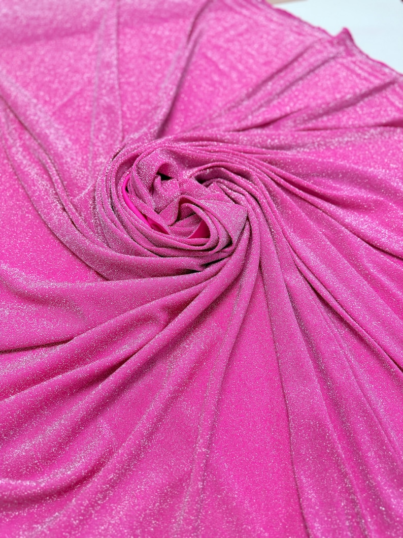 Candy Pink Lurex Spandex Fabric by Yard, Shimmer 4 Way Stretch Fabric ...
