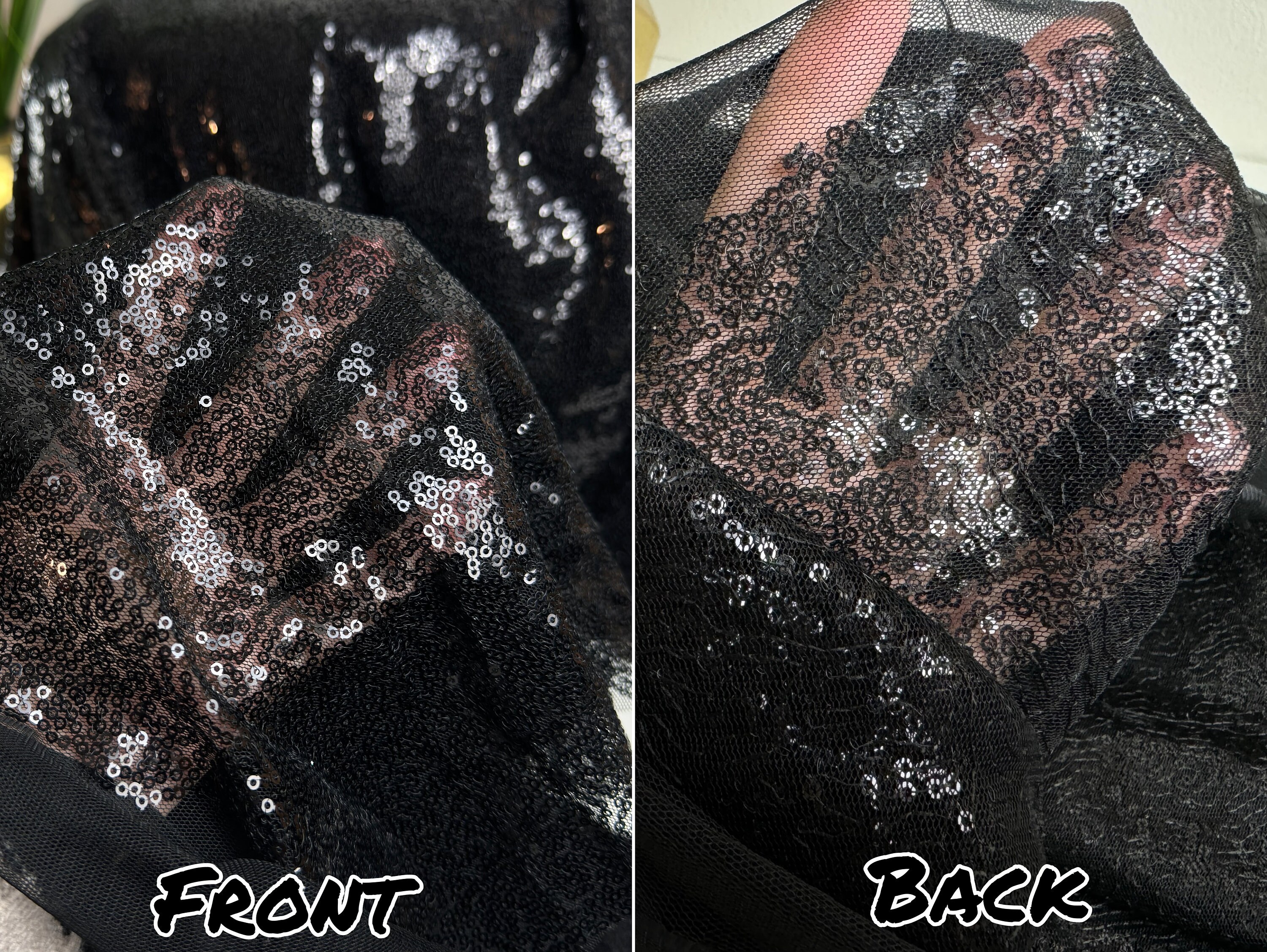 Black Sequin Fabric, Black Full Sequin Fabric, Glitz Full Sequins on ...