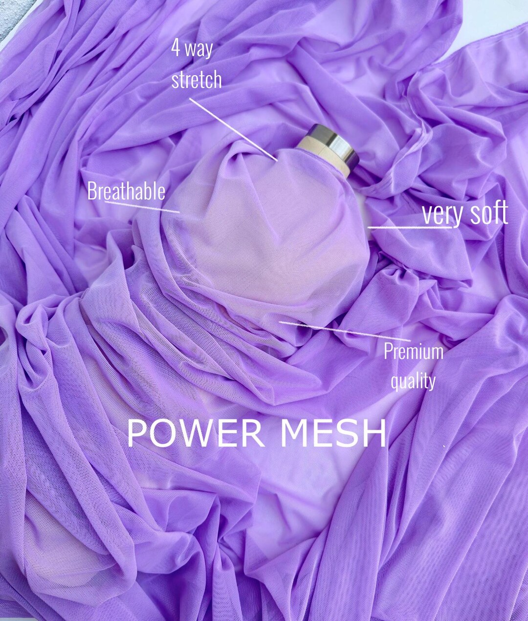 Purple 4-way Stretch Power Mesh Fabric by Yard, Luxury Sheer Soft for ...