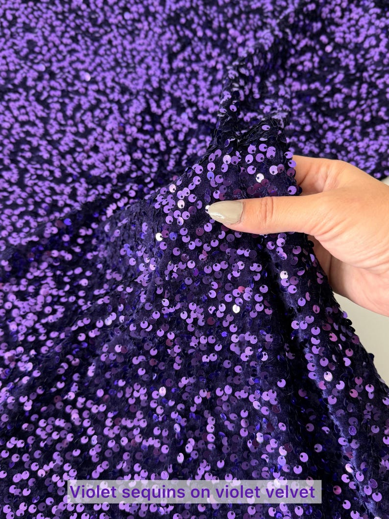 Stretch Sequin Velvet Fabric, Iridescent Holographic Sparkle, Sold by ...