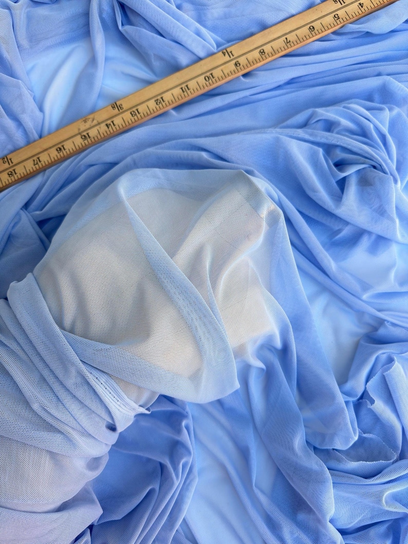 Sky Blue 4-way Stretch Power Mesh Fabric by Yard, Soft Sheer, and ...