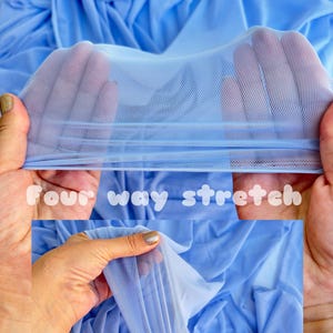 Sky Blue 4-way Stretch Power Mesh Fabric by Yard, Soft Sheer, and ...