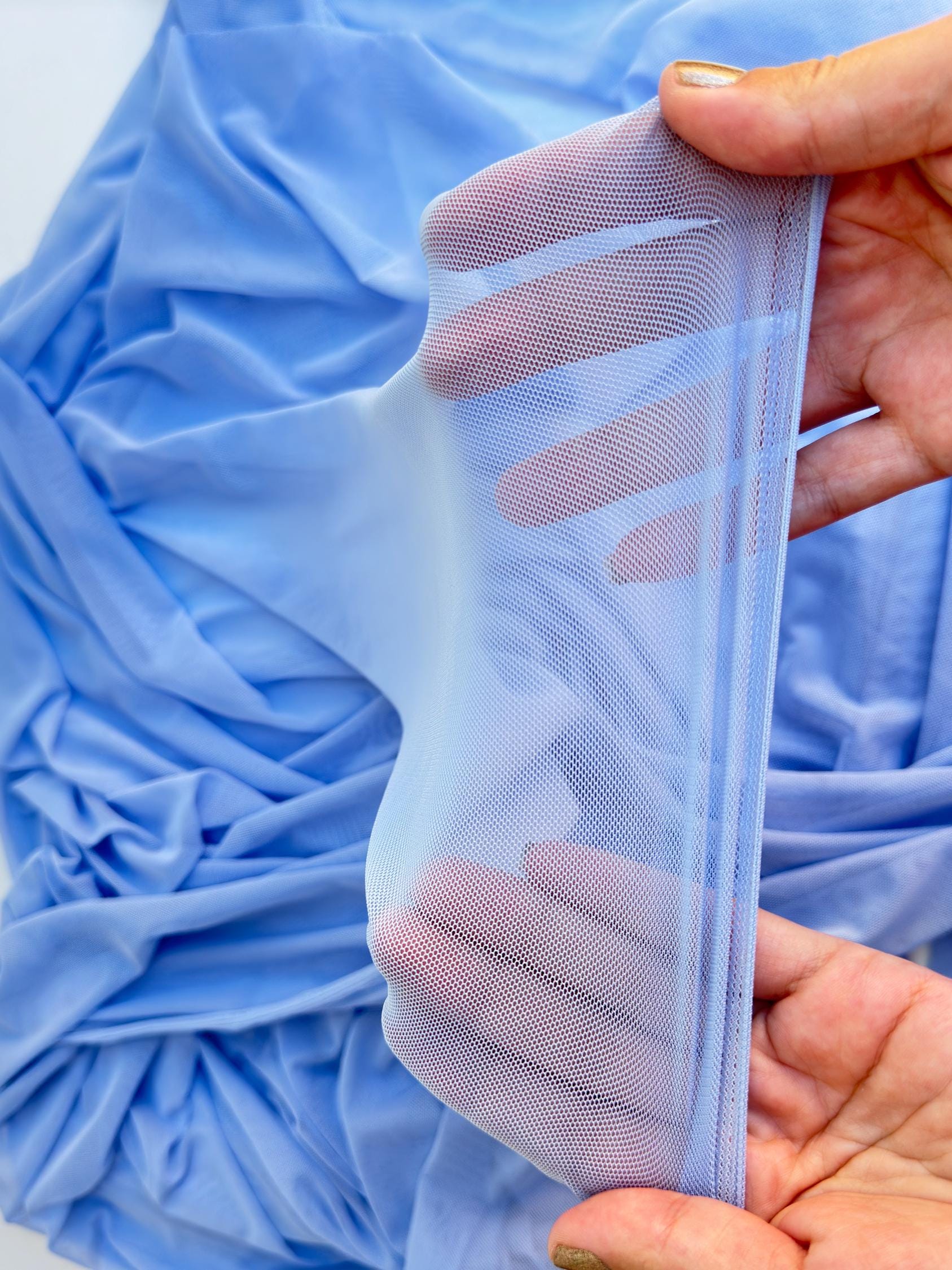 Sky Blue 4-way Stretch Power Mesh Fabric by Yard, Soft Sheer, and ...