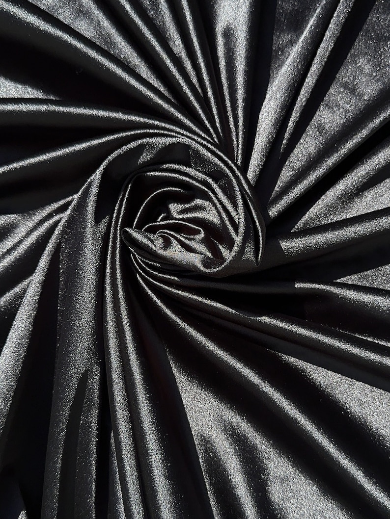 Black Stretch Satin Spandex Fabric by Yard, Material for Dress ...