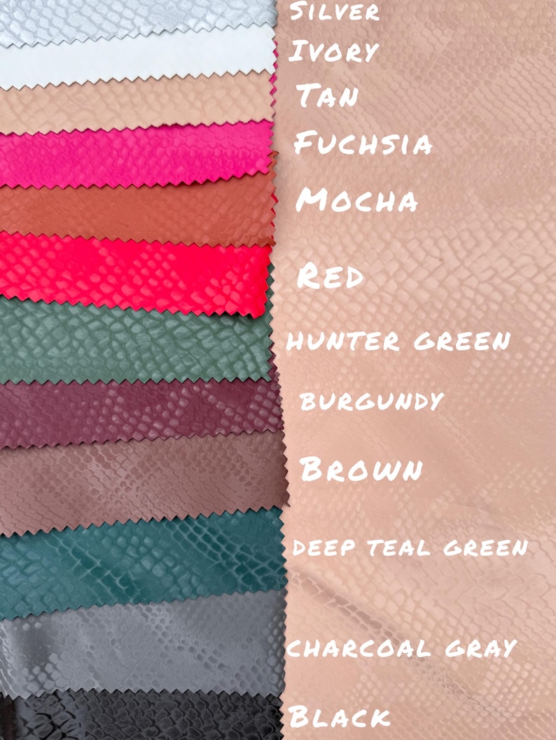 Teal Green Snake Embossed Faux Leather Fabric, Stretch Snake Skin by ...